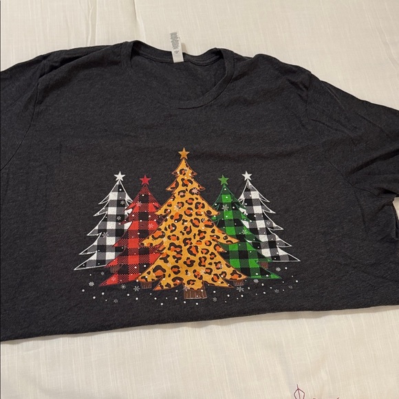 Bella Canvas | Tops | Christmas Tree Graphic Tee Gray Red Leopard Green ...